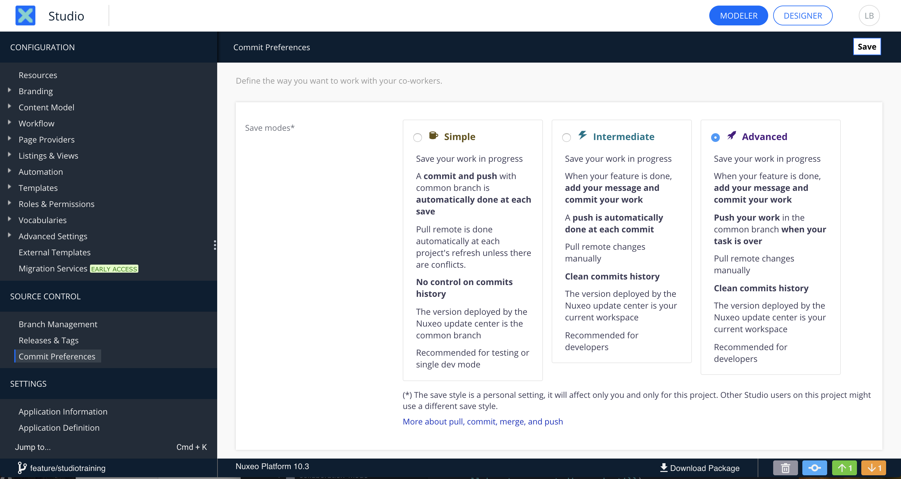 Commit Preferences Nuxeo Documentation